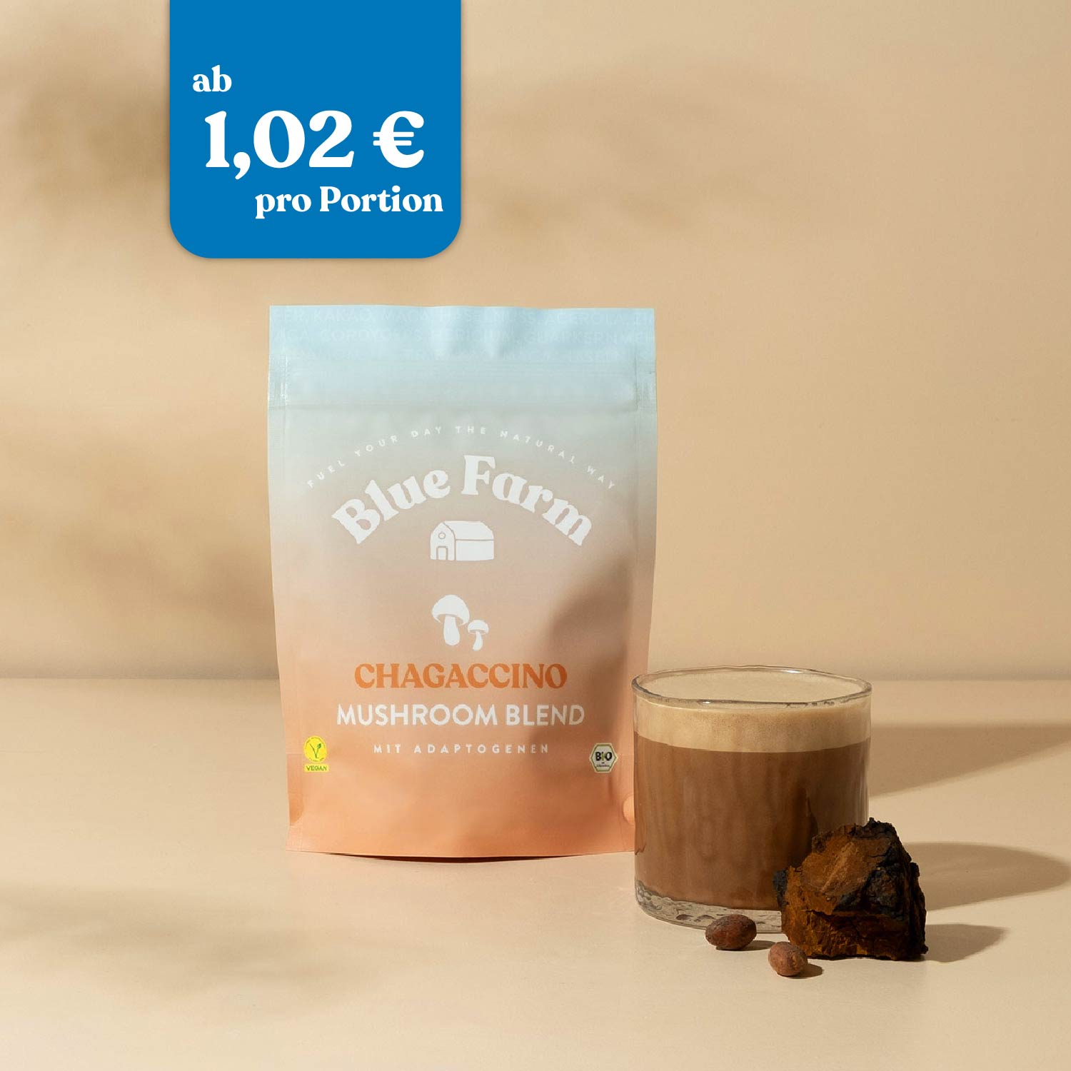 Chagaccino | Koffeinfreier Mushroom-Coffee von Blue Farm